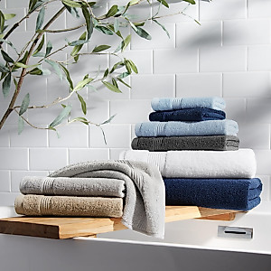 Arkwright Bath Towels Set of 6 - Super Soft 100% Cotton, 600 GSM Quick Dry & Absorbent, Luxury Bathroom Essentials with 2 Shower Towels, 2 Hand Towels and 2 Washcloths, Misty Blue