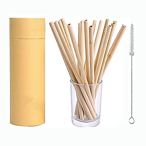 50pcs-100% Natural Bamboo straw Reusable Bamboo Drinking Straws Eco-friendly Biodegradable straws|1pcs Storage Box |1pcs Cleaning Brushes