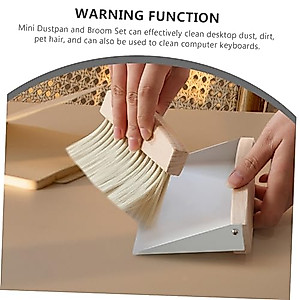 JEWEDECO 1 Set Small Broom Dustpan Trash Can Mini Desktop Broom Handheld Keyboard Housekeeping Cleaning Broom Tabletop Pan and Brush Car Hand Broom Brush Small Work Desk Nylon White