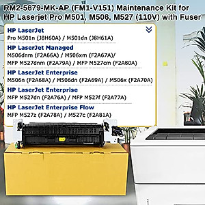 RM2-5679-MK-AP (FM1-V151) Maintenance Kit Compatible with HP Laserjet Pro M501, M506, M527 (110V) with Fuser, F2A68-67910 Transfer Roller, F2A68-67914 MP Tray and 1 Pair of F2A68-67913 Tray 2 Rollers