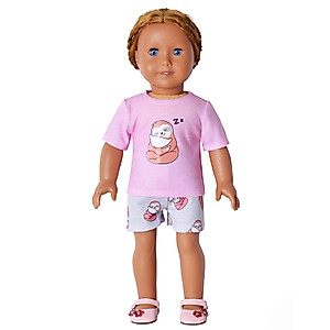 CHILDRENSTAR Matching Girls&Dolls Pajamas Pink Sloth Pj Sets Short Sleeve Sleepwear,4t 5t