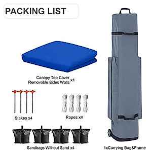 OUTDOOR WIND Pop Up Canopy Tent Commercial 10'x10' Enclosed Instant Canopy Tent Market stall with Removable Sides Walls(Blue)