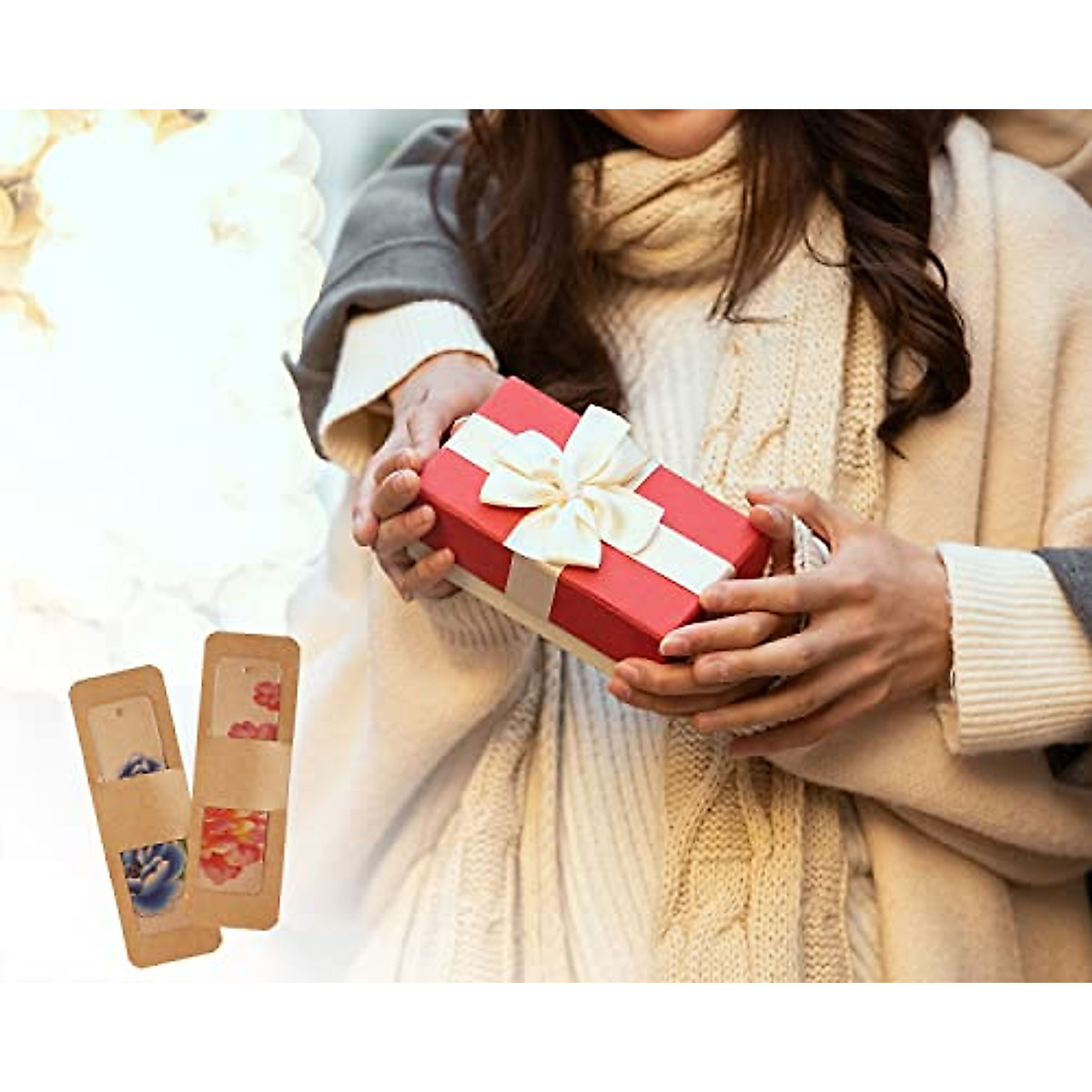 Penta Angel Acrylic Bookmark Holder 50Pcs Blank Display Kraft Card Bookmark Sleeves for Small Business Packaging Christmas Party Gift (50)