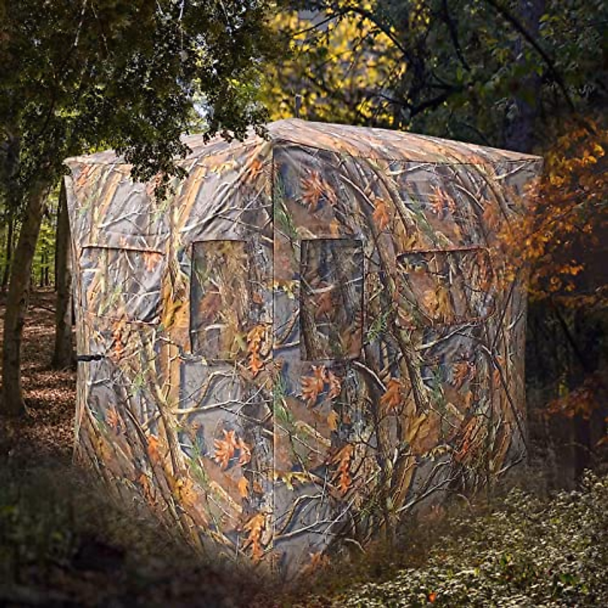 66FIT Hunting Blind 360 Degree See Through 2-3 Person Portable Pop Up Deer Blind for Hunting with Sliding Windows & Carrying Bag Ground Blind for Deer Hunting Turkey Hunting