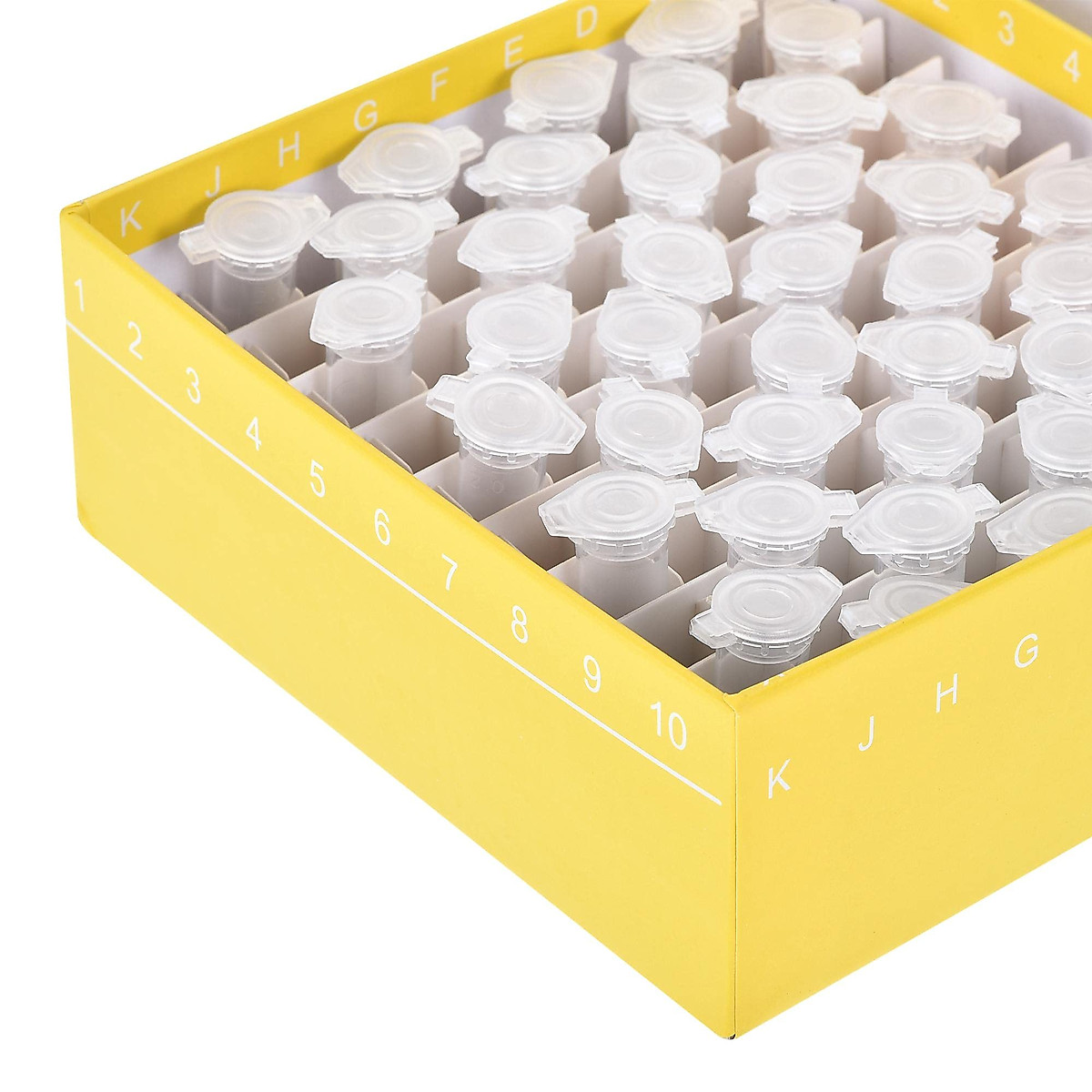 uxcell Centrifuge Tube Freezer Storage Box 100-Well Waterproof Cardboard Holder Yellow for 1.5/1.8/2ml Micro Centrifuge Tubes