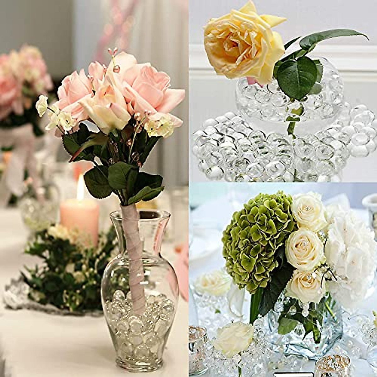 BYMORE 30000 Clear Water Gel Jelly Beads Vase Filler Beads,Vase Fillers for Candle Making, Wedding Centerpiece, Floral Arrangement