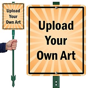 SmartSign 12" x 10" Fully Custom Yard Sign with 3 ft Stake Upload Your Art, Personalized Reflective Metal Lawn Sign Post for Outdoor, Driveway, 40 mil Laminated Aluminum, Set of 1, USA-Made