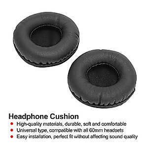 ASHATA 1 Pair Universal Soft Sponge Headphone Ear Pads Ear Cushion Headset Cups Covers Replacement,Fit for 60mm / 2.4In Headphones,Black