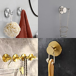 Suction Cup Hooks for Shower,Steel Shower Hooks,Bath Robe Looafh Hook for Hanging,Waterproof Suction Towel Hook,Mounting on Glass Shower Doors Bathroom,Tile-Loofah,Kitchen,Mirror,Towel,Coat(2P,Silver)