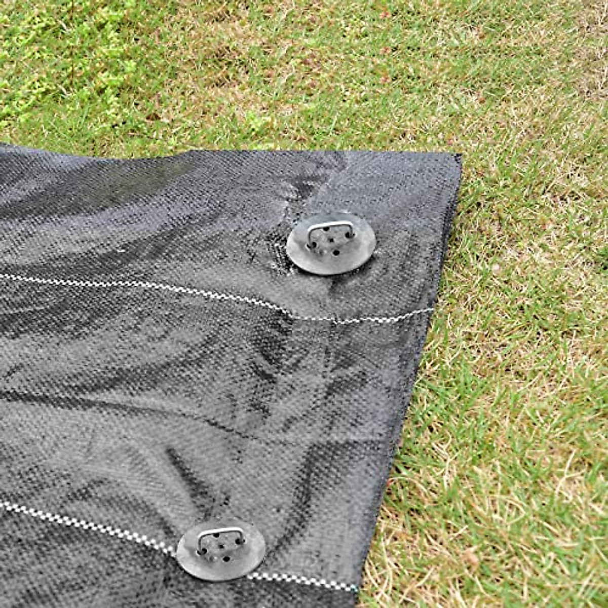 MySit 50 Pack Vapor Barrier Stakes with Landscape Staples Gasket Caps, 6 Inch Weed Barrier Stakes for Moisture Barriers Crawlspace, Garden Ground Staples for Weed Block Landscaping Lawn Fence Pins