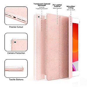 Sevrok Case for iPad 9th Generation/iPad 8th Generation/iPad 7th Generation (10.2 Inch, 2021/2020/2019 Model) - Slim Folio Smart Glitter Sparkly Shiny Clear Shockproof Protective Cover