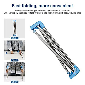 Portable Garment Rack, 15-35 inch Collapsible Clothes Drying Rack, Foldable Mini Drying Clothes Rack for Laundry, Travel, Camping, Hotel, Dance (1 Portable Clothes Rack + 10 Mini Clothes Hangers)