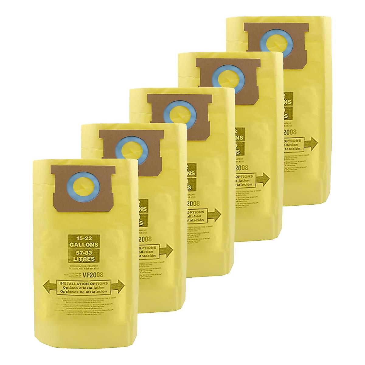 kingsea 90673 Vacuum Bags Dust Collection Bag Compatible with Shop Vac 15-22 Gallon Vacuum Bags Type J - 90673, Type G - 9066300, VF2008, Part# 90663 90673 9066300 9067300 VF2008, 5Pack