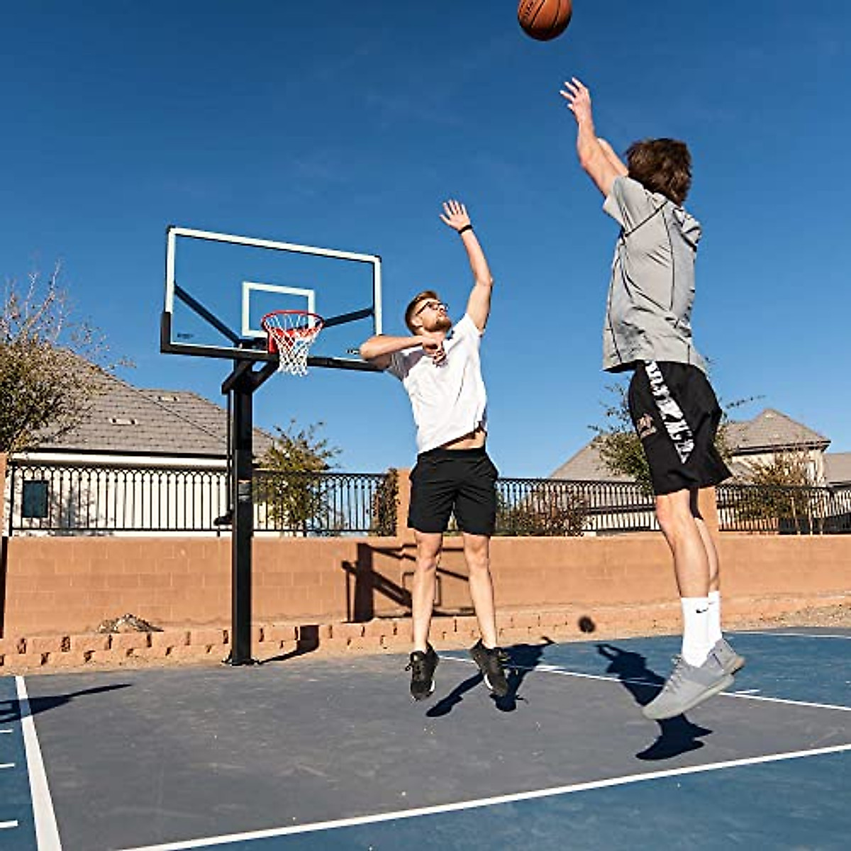Lifetime 60" In-Ground Basketball Hoop, Mammoth Lift Adjustable Height, Tempered Glass Backboard Bolt Down System