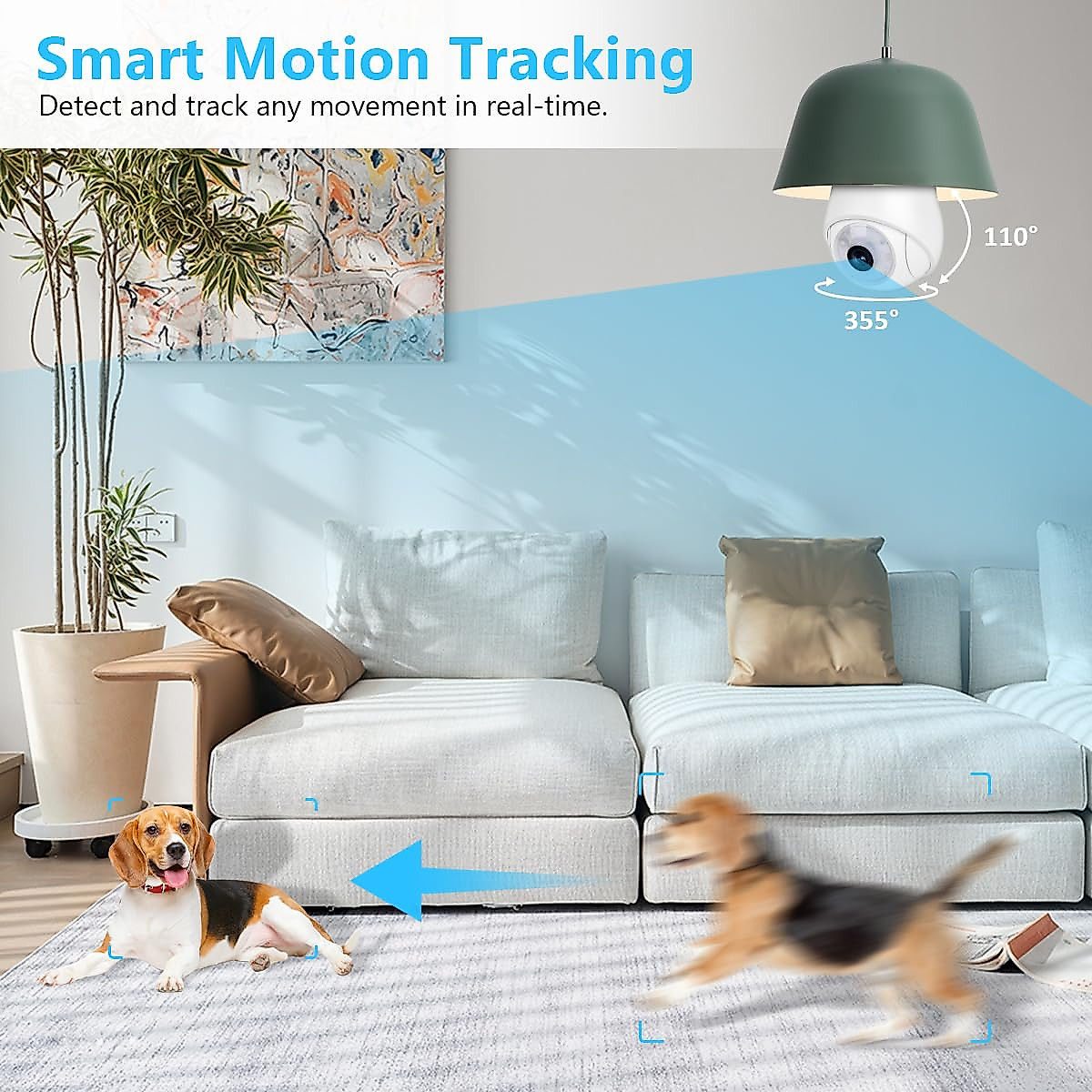 Light Bulb Security Camera, 2K 360° Pan Tilt WiFi Security Camera Indoor Wireless Outdoor Color Night Vision 24/7 Motion Tracking Detect Pet Dog Cam 2-way Talk SD/Cloud Storage Home Security Outside