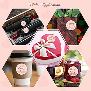 600PCS Thank You Cards and Stickers, Gold Foil Pink Thank You Business Greeting Cards 1.5 Inch Thank You for Supporting My Small Business Stickers for Online Retail Shop Package Inserts