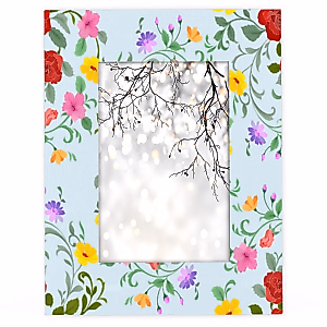 Colorful Floral Red Yellow Flowers 8x10 Picture Frame Solid Wood High Definition Acrylic Photo Frame Fits to 8x10 inch Photos, Wall Mounting Picture Frames for Tabletop or Wall Display Home Decor