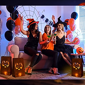 Halloween Luminary Bags Halloween Paper Candle Bags Skull Tea Light Bags Flame Resistant Halloween Candle Holder Bags for Halloween Wedding Party Decorations (60)