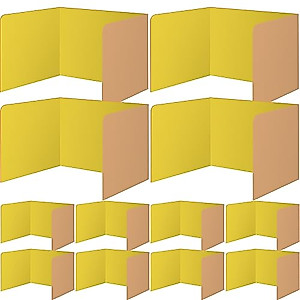 12 Pcs Privacy Folders for Students Yellow Desk Dividers Classroom Test Dividers Privacy Boards for Student Desks Privacy Panel Partitions Trifold Desk Dividers for School
