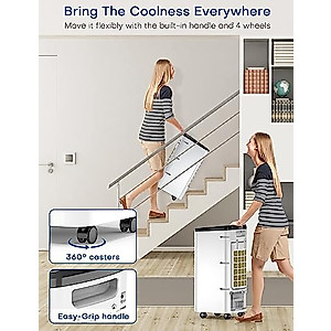 TEMEIKE Portable Air Conditioner, 3-IN-1 Evaporative Air Cooler Windowless, 4 Modes & 3 Speeds Personal Swamp Cooler w/Humidifier, Remote & 12H Timer, Evaporative Cooler for Room Home Office, 22-Inch