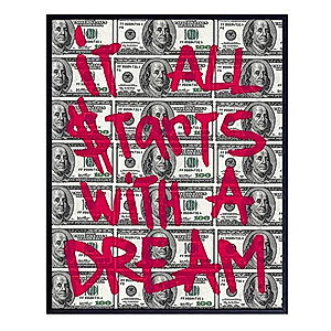 Office Wall Art, Home Decor - Motivational 8x10 Poster Print in Graffiti, Street Art, Mural Style - Unique Room Decorations and Gift for Entrepreneur - Unframed Photo