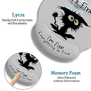 Ergonomic Mouse Pad with Wrist Support, Mouse Pad with Wrist Rest, Black Cat Gaming Mousepad with Non-Slip Pain Relief PU Base, Cute Mouse Pad for Desk Accessories Office Supplies Decor