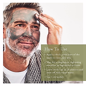 Caldera + Lab The Deep | Men's Organic Hydrating Clay Face Mask for Dry, Sensitive, & Normal Skin – Vegan, Natural & Antioxidant Packed Exfoliating Skincare Facial Treatment