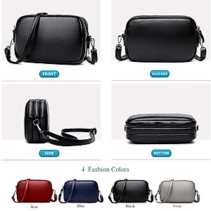 Small Crossbody Bags for Women Genuine Leather Crossbody Purses Trendy Clutch Purse Shoulder Handbag (Black)
