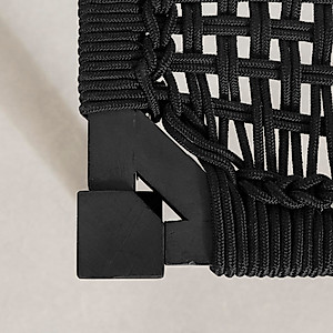 South Shore Balka Wood and Rope Bench, Pure Black