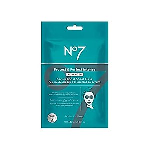 No7 Protect & Perfect Serum Boost Sheet Mask - Anti Aging Face Mask Reduces Fine Lines and Wrinkles - Hyaluronic Acid + Rice Protein Moisturizing Sheet Face Mask (1 Mask)