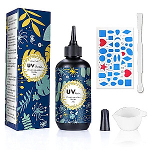 OSBANG Crystal Clear Hard UV Resin Upgraded Formula Ultraviolet Fast Curing Resin for Jewelry Making Craft Decoration Hard Transparent Glue Solar Cure Sunlight Activated Resin Casting & Coating (200g)