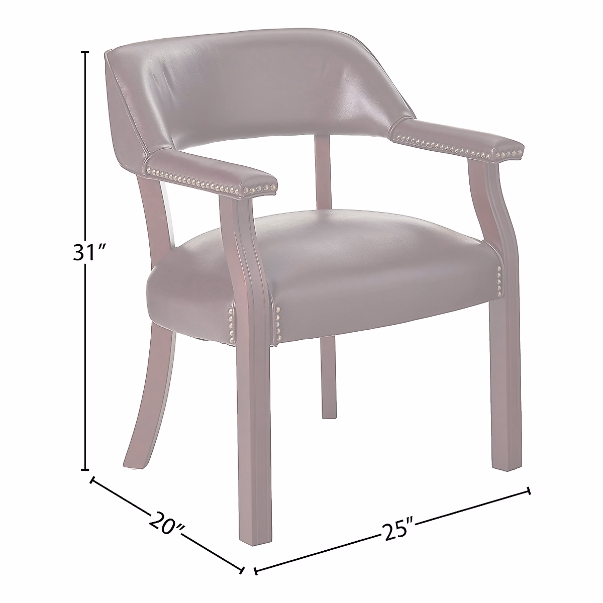 Office Star Padded Vinyl Seat and Back Traditional Guest Chair with Nailhead Accents and Mahogany Finish Wood Frame, Jamestown