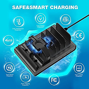 OTESS Charging Station for Multiple Devices, 7 Port 50W Fast Charging Station for Apple iPhone iPad Cell Phone Tablets and Other Electronics (6 Cables Included)