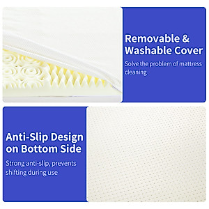 HOMBYS 5-Area Memory Foam Massage Bed Mattress Topper with Removable Cover, 3" Thickness Massage Table Mattress Topper with Elastic Bands, Non-Slip Lash Bed Cushion Only (Bed Not Included)