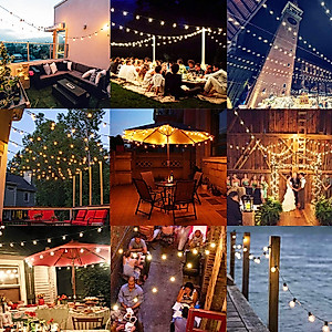 Abeja 25Ft Outdoor Patio String Lights with 25 Clear G40 Bulbs, 5W, E12 Socket Base, UL Certified for Porch Deck Balcony Wedding Party Markets Decor, White