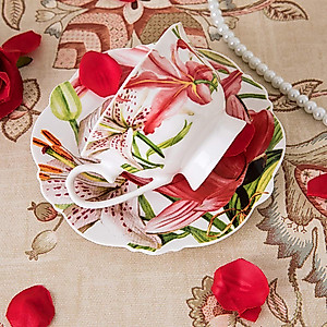 PULCHRITUDIE Eileen's Reserve Teacup and Saucer Set Fine China Tea Party Gift, Set of Four…