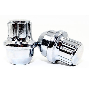 Set of 4 Veritek 14x1.5mm 1.6 Inch 22mm Hex Chrome Large Acorn Conical Seat Wheel Locks for Tesla Factory Wheels