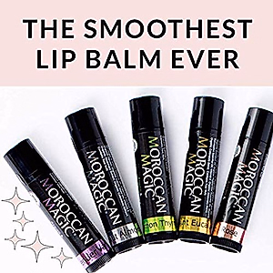 Organic Moroccan Magic Lip Balm 3 Pack | Original Unscented Lip Balm Set | Chapsticks for Dry Lips | Made with Natural Argan, Essential Oils Lip Moisturizer and Vitamin E | Smooth Application