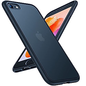 TORRAS 𝟐𝟎𝟐𝟐 𝗨𝗽𝗴𝗿𝗮𝗱𝗲𝗱 Shockproof for iPhone SE Case 2022/iPhone SE Case 2020 [Military Drop Certified] iPhone SE 2022 Case Semi-Clear Hard Back Protective Slim Case for iPhone SE/8/7-Black