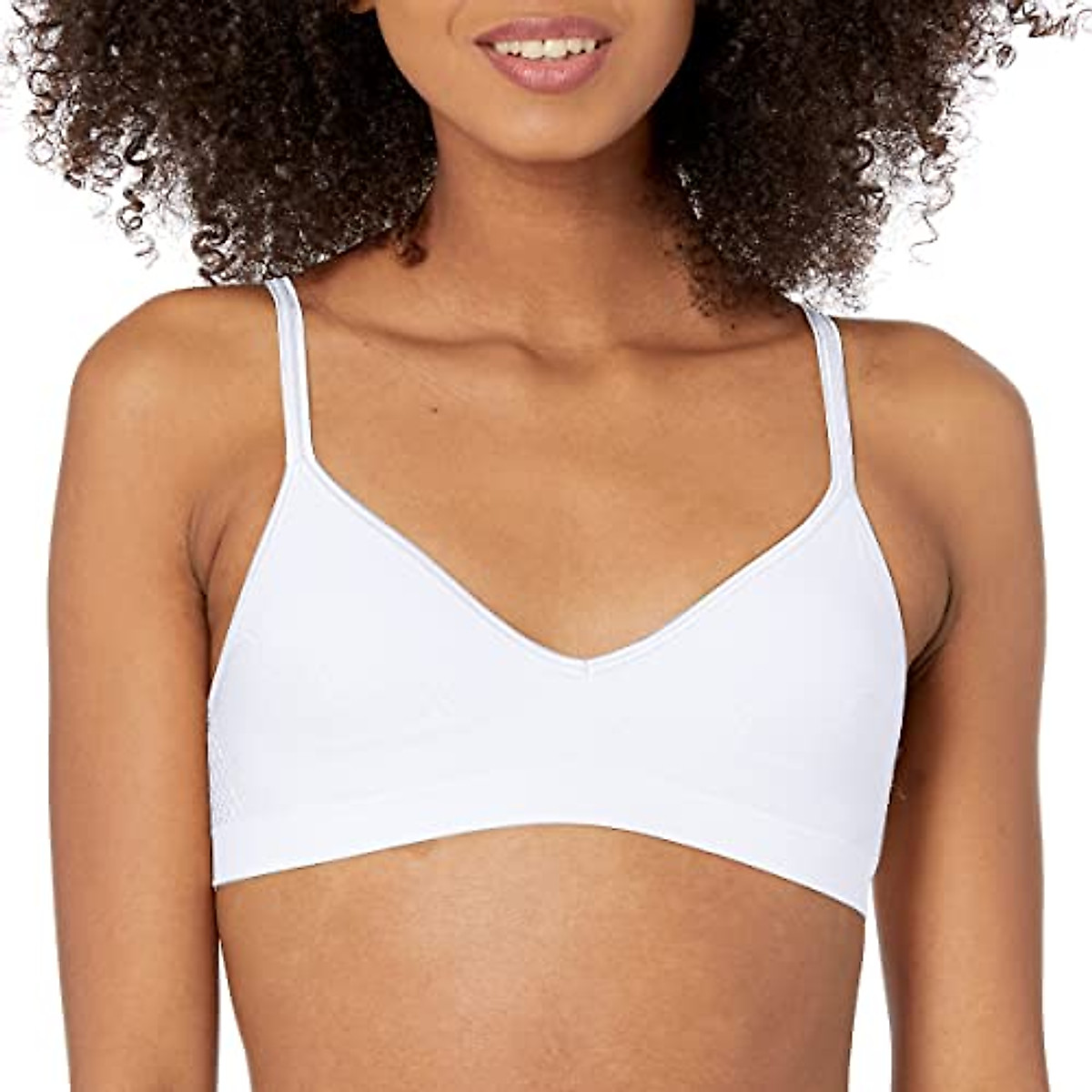 Hanes Women's Wireless Seamless Convertible ComfortFlex Fit Padded Bra, White, X-Large