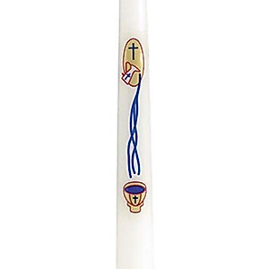 Catholic Baptism Church Taper Candle, 10 Inch