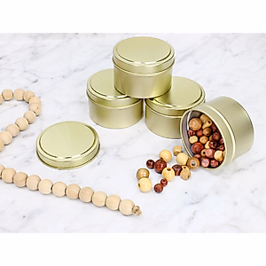 Cornucopia Brands 6oz Round Gold Tins/Candle Tins (12-Pack), Metal Tins for Candles, DIY, Party Favors & More, Slip-On Lids Included