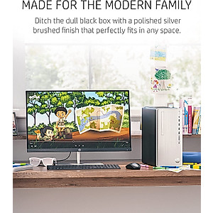 HP Pavilion TP01-2019 Desktop Mini Tower, AMD R5 5600G (3.9 GHz) 12GB RAM, 512 GB PCIe NVMe SSD, AMD Radeon IGP Windows 11 Home 318J0AAR#ABL - Natural Silver (Renewed)
