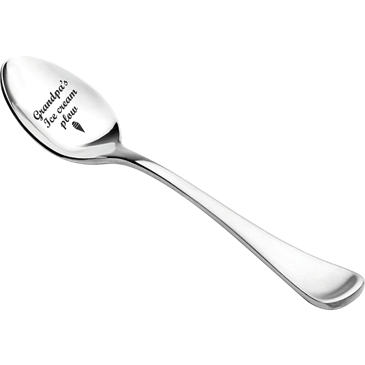 Grandpas Ice Cream Plow | Engraved Spoon Gift for Grandfather | Gift For Grandpa Daddy | Birthday Anniversary Christmas for Men | Stocking Stuffer Ice Cream Lovers Dessert Spoon | 7 Inches Spoon