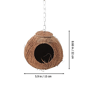 VILLCASE Outdoor Toys Bird Natural Shell Bird House Parakeet Budgie Cockatiel Finch Sparrows Breeding Nesting Bird Aviary Cage Box -Pecking Bite (Chain Style) Outdoor Playset