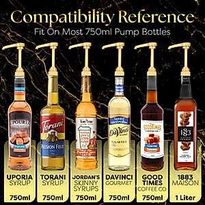 2 Pack Fresh Finest Coffee Syrup Pump Dispenser,Syrup Pump is Compatible with Torani, Davinci, Jordans Skinny Syrups, Fits 25.4 Oz/750 ML Bottles, for Coffee Syrups, Teas, Snow Cones, Smoothies