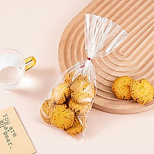 Nistar 200PCS 4x9 Inch Cookie Bags With Twist Ties, Cello Treat Bags Party Favor Bags Clear Cellophane Bags Small Candy Cookie Bags Plastic Goodie Bags for DonutsBakery,Birthday,Wedding,Gift Wrapping