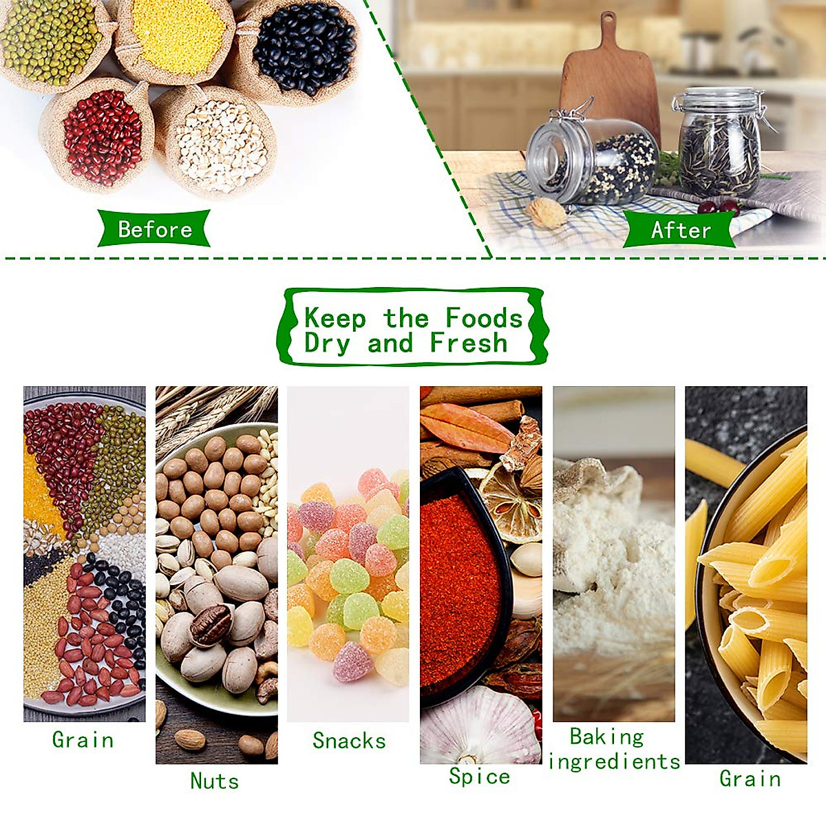 YEBODA 24oz Food Storage Canister Glass Jars with Clamp Airtight Lids and Silicone Gaskets for Multi-Purpose Kitchen Containers - Clear Round (4 Pack)