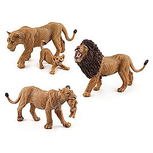 Warmtree Simulated Wild Animals Model Realistic Plastic Animal Action Figure for Collection (Lions Family)