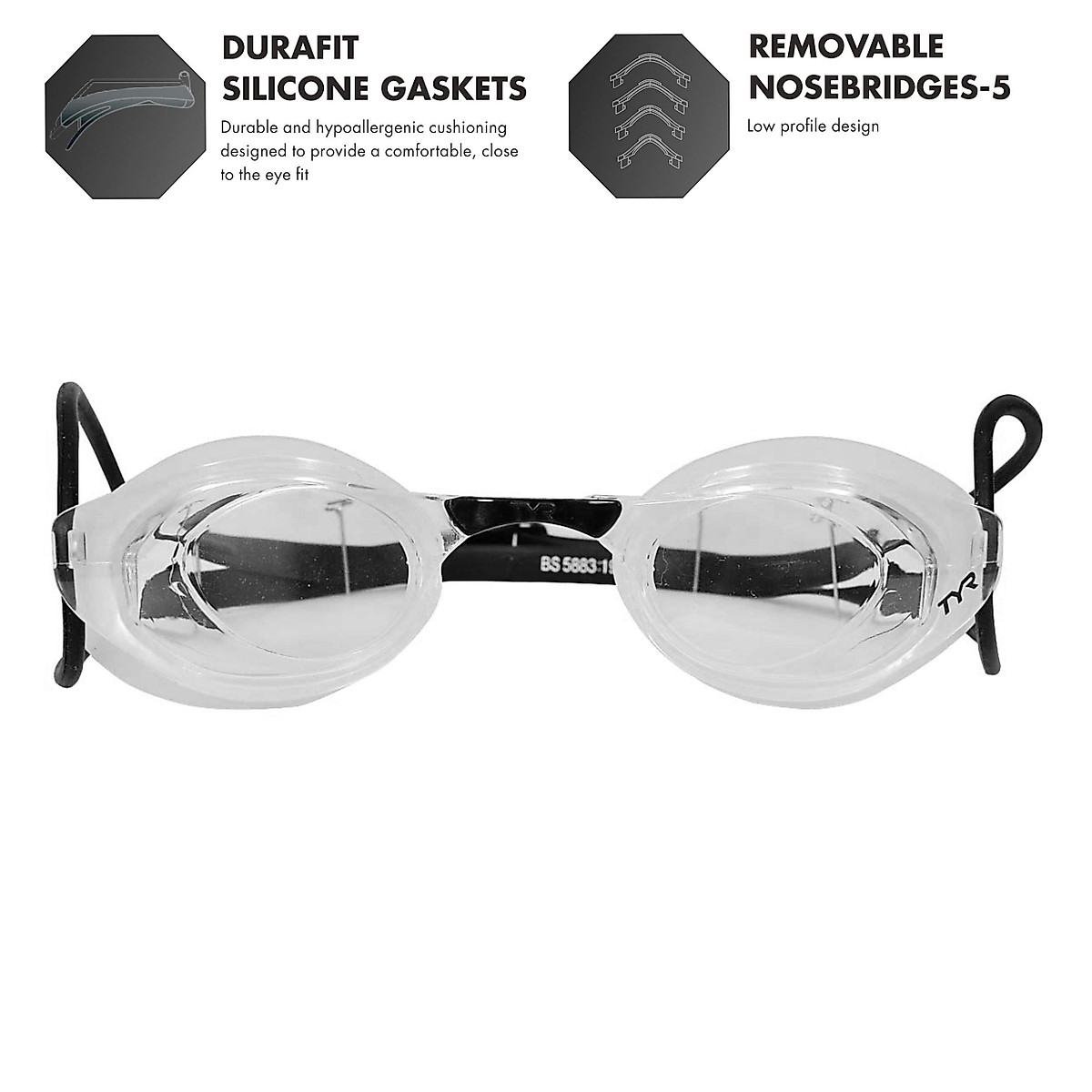 TYR Stealth Racing Swimming Goggle, Clear